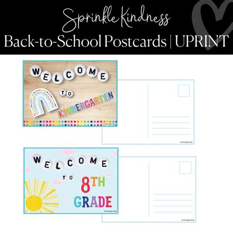 Rainbow Back To School Postcards Rainbow Decor Schoolgirl Style