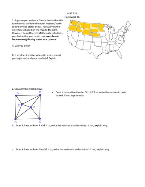 Discrete Math Homework Euler And Hamiltonian Paths