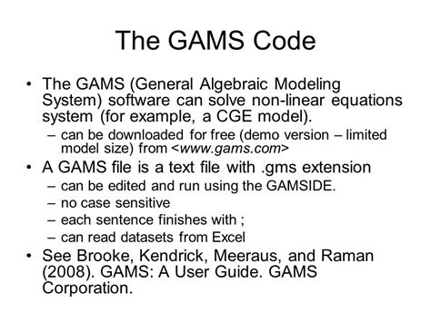 Plenary Session Vii Introduction To Gams A Simple Cge Model Ppt