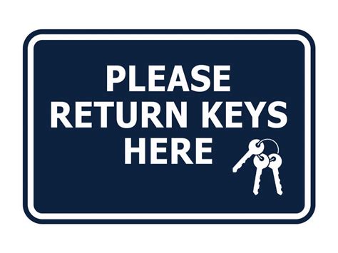 Signs Bylita Classic Framed Please Return Keys Here Sign Navy Blue