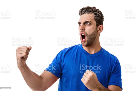 팬 흰색 바탕에는 축 하 하는 파란색 유니폼에 스포츠 선수 Championship에 대한 스톡 사진 및 기타 이미지
