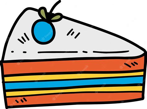 Premium Vector Hand Drawn Sliced Cake Illustration