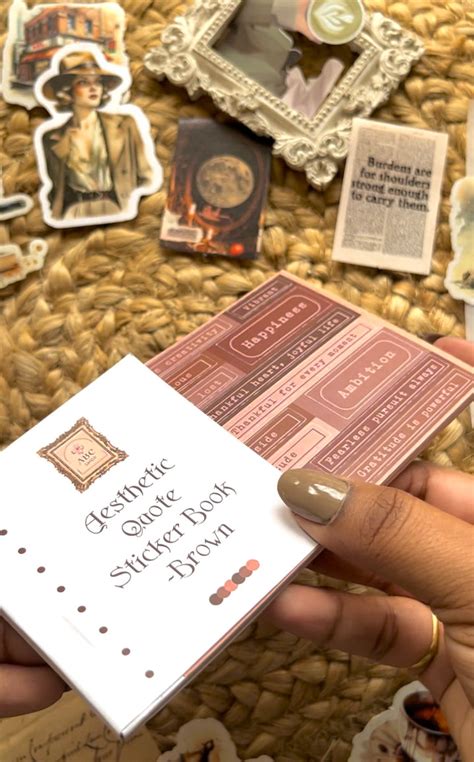 Aesthetic Quote Sticker Book Brown Shop Abc