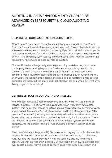 Auditing In A Cis Environment Chapter 28 Review On Cloud Security