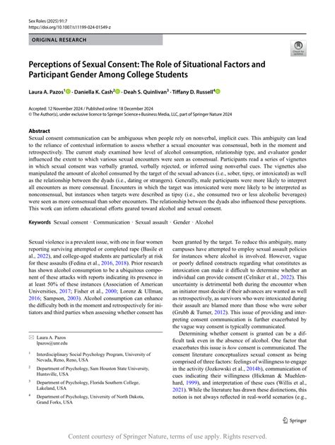 Perceptions Of Sexual Consent The Role Of Situational Factors And