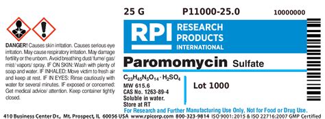 P11000 250 Paromomycin Sulfate 25 Grams