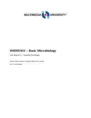 Lab Report 2 Staining Technique HMM1011 Basic Microbiology Lab Report 2 Staining Technique