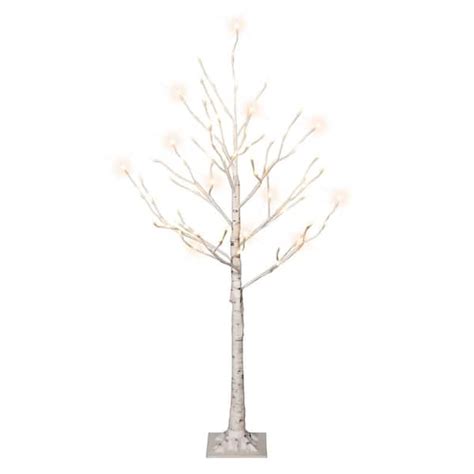Puleo International 4 Ft White Pre Lit Multi Function Twig Artificial