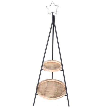 2 Tiered Reclaimed Wood Tray With Christmas Tree Stand China Planter