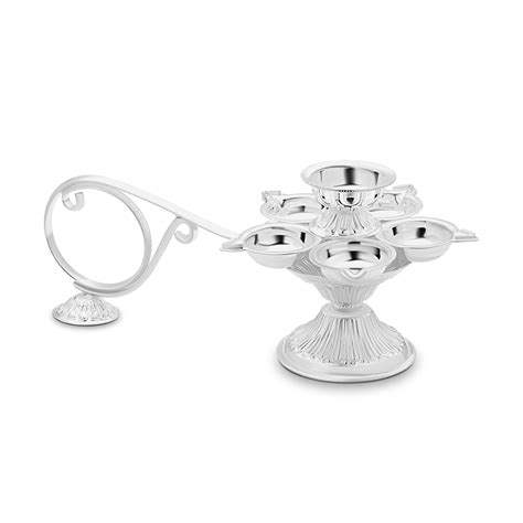Pure Silver Aarti Diya Lamp Queen Of Hearts Jewelry