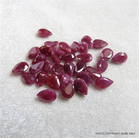 Pc RUBY PEAR Shape Cutstone X Mm Faceted Well Cut Nice Etsy