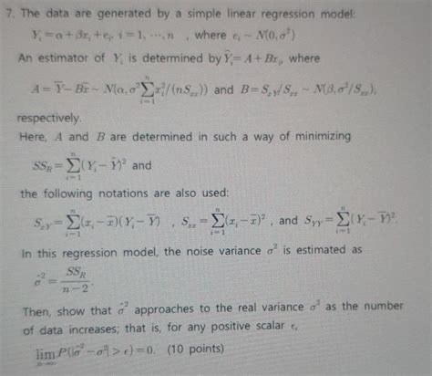 Solved The Data Are Generated By A Simple Linear Chegg