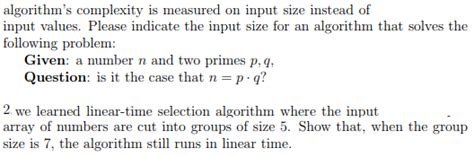 Solved Algorithms Complexity Is Measured On Input Size