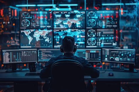 Cybersecurity Specialist Monitoring Network In A Data Center Premium Ai Generated Image