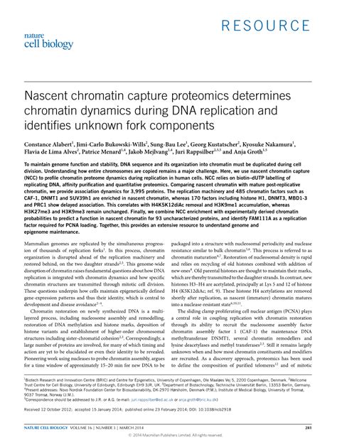 Nascent Chromatin Capture Proteomics Determines Chromatin Dynamics