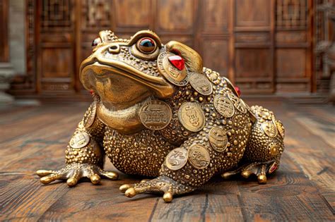 Digital Artwork Of Golden Chinese Money Toad Made Of Gold Coins And