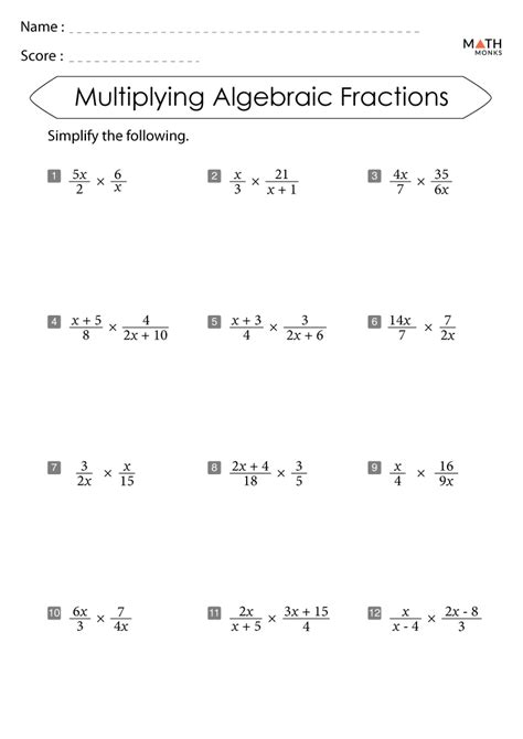 Multiplying Fractions Worksheets And Answers