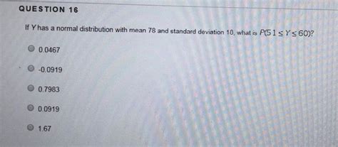 solved question 16 dcv son if y has a normal distribution