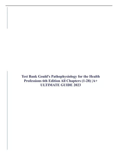 Test Bank Gould S Pathophysiology For The Health Professions Th