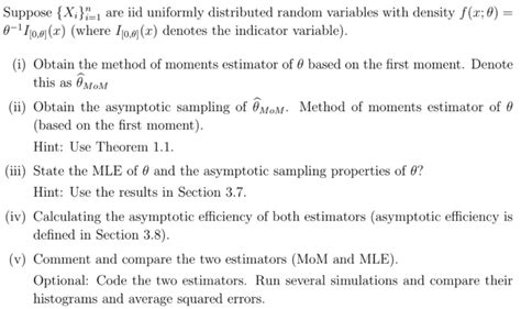 Solved Suppose X Are Iid Uniformly Distributed Random Chegg