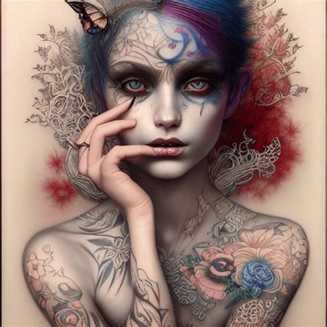 Tattooed Pixie Haired Girl Graphic · Creative Fabrica