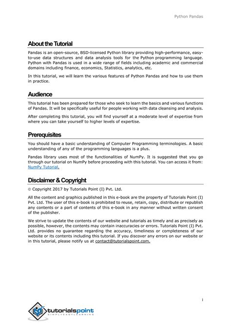 Python Pandas Tutorial Pdf