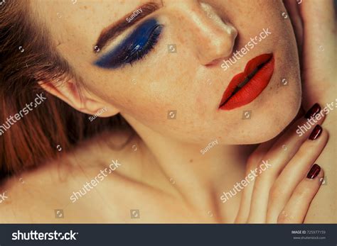 Portrait Beautiful Sexy Woman Red Lips Stock Photo Edit Now Shutterstock