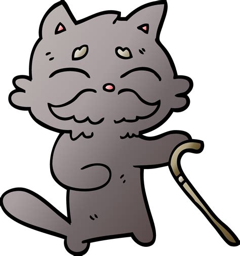 Vector Gradient Illustration Cartoon Old Cat 12161645 Vector Art At