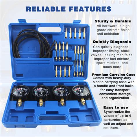 Motorcycle Fuel Vacuum Carburetor Synchronizer Carb Sync Gauge Fit For