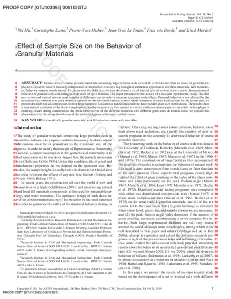Pdf Effect Of Sample Size On The Behavior Of Granular Materials