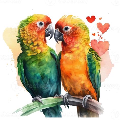 Love Conures Birds Watercolor Art Ai Generated 22948278 Png