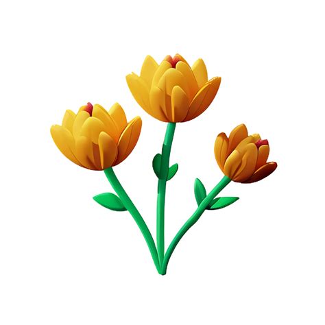 Salvaje Flores 3d Representación Icono Ilustración 28799478 Png