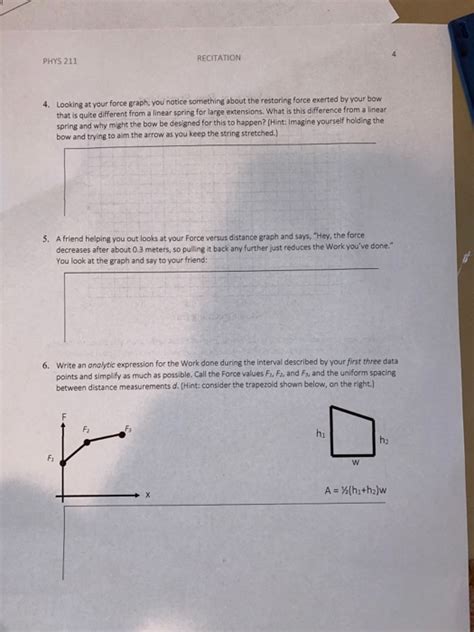 Solved Phys 211 Recitation 4 Looking At Your Force Graph