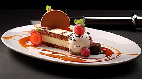 Premium Ai Image A Plate Of Dessert On A Table