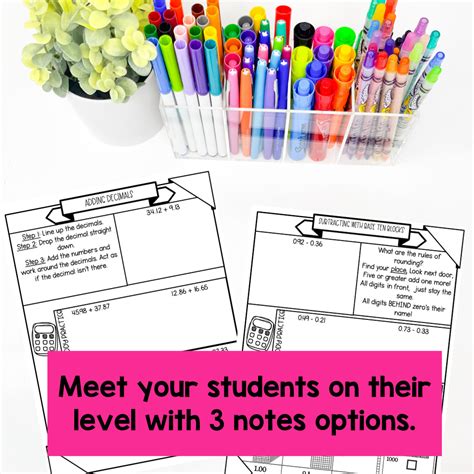 Adding Subtracting Decimals Math Notes Test Prep Printables Math Notebook A Teacher S
