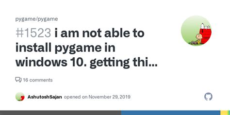 i am not able to install pygame in windows 10 getting this error