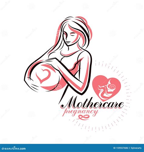 Pregnant Female Beautiful Body Mother To Be Drawn Vector Illustration