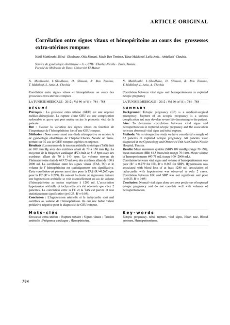 Pdf Correlation Between Vital Signs And Hemoperitoneum In Ruptured Ectopic Pregnancy