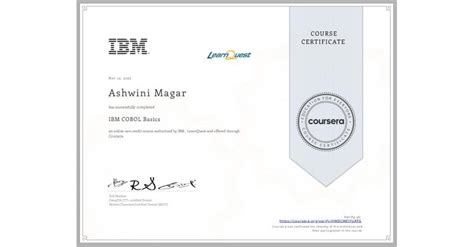 ashwini magar on linkedin completion certificate for ibm cobol basics