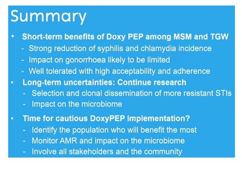 Doxycycline Post Exposure Prophylaxis For Stis Time For Implementation