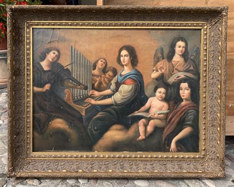 Pittore Italiano XVIII XIX Sec Santa Cecilia E Angeli Viezzi Arte