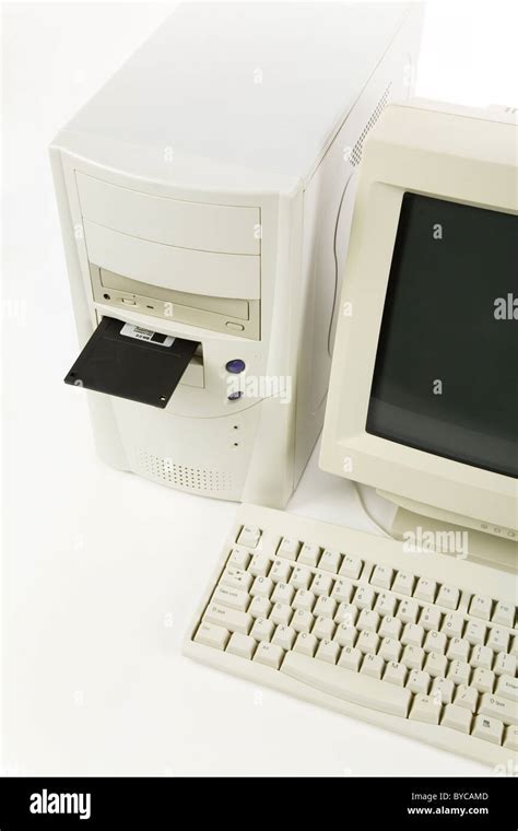Desktop Computer And Floppy Disk Close Up Shot Stock Photo Alamy