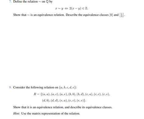 7 define the relation ∼ on q by x∼y⇔2 x−y ∈z show