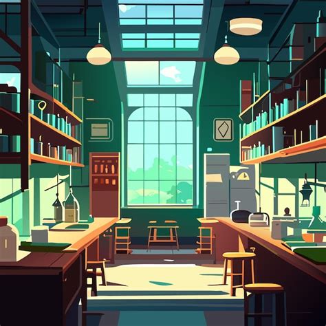 Interior De Aula De Laboratorio De La Escuela De Sala De Química