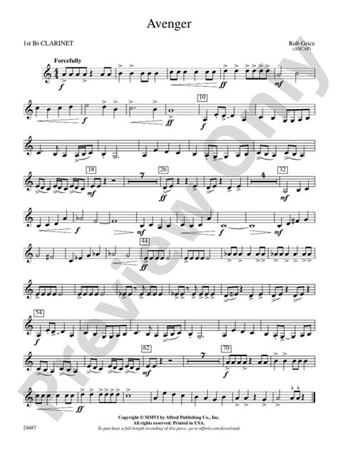 Avenger 1st B Flat Clarinet 1st B Flat Clarinet Part Digital Sheet