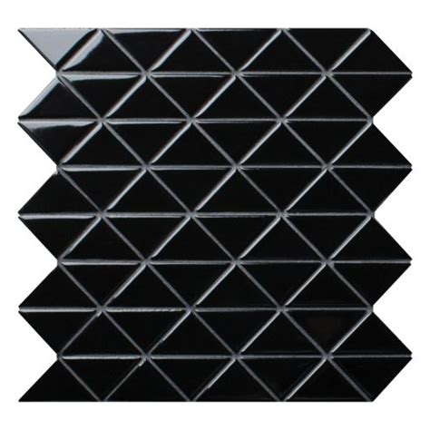 Zip Connection 2 Glossy Black Triangle Wall Mosaic Tile Designs Ant