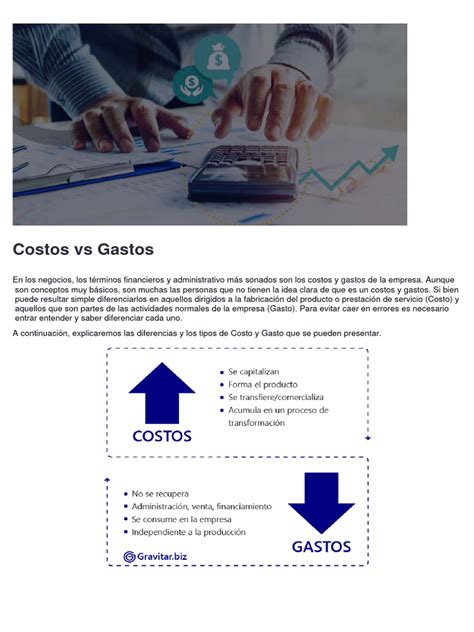 Costos Vs Gastos Pdf Costo Business