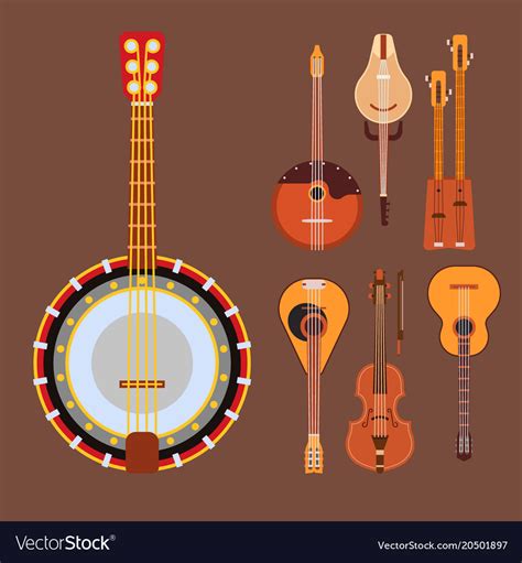 Set Of Stringed Musical Instruments Classical Vector Image