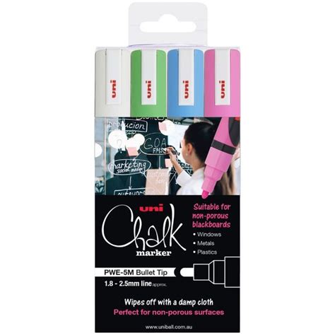 Uniball Bullet Liquid Chalk Markers Assorted 4 Pack Officeworks