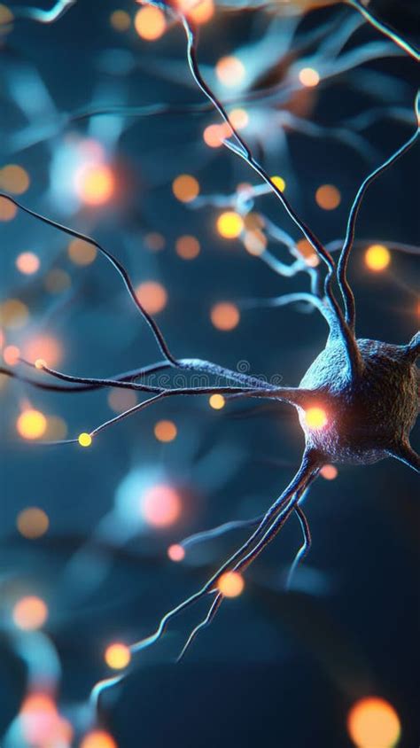 Intricate Neuron Structure With Glowing Synapses In A Neural Network